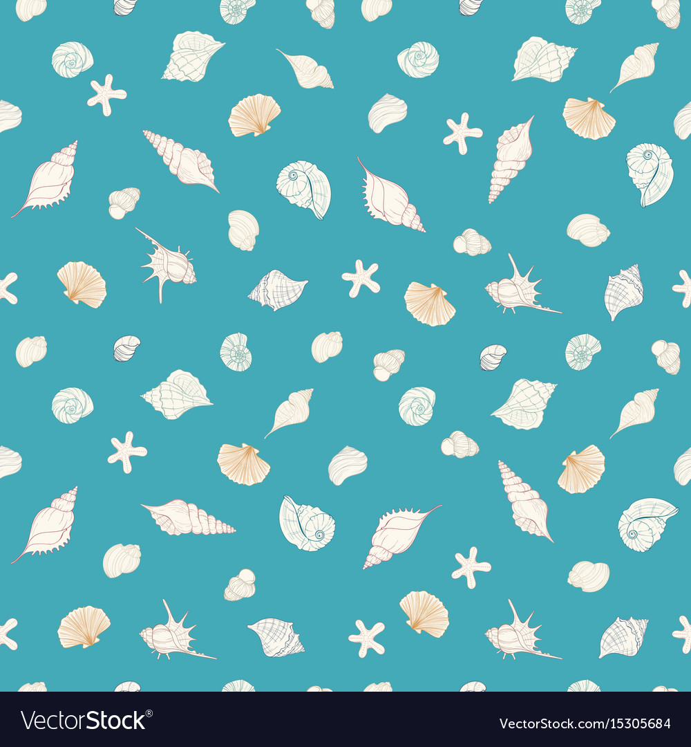Seashell seamless pattern Royalty Free Vector Image