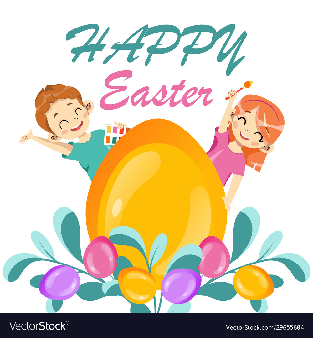 Template of happy easter postcard gold glitter Vector Image