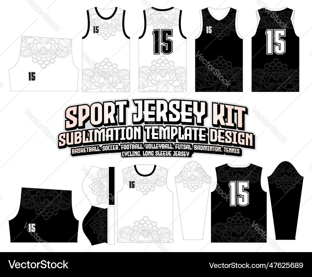 Floral decorative outline line jersey design Vector Image