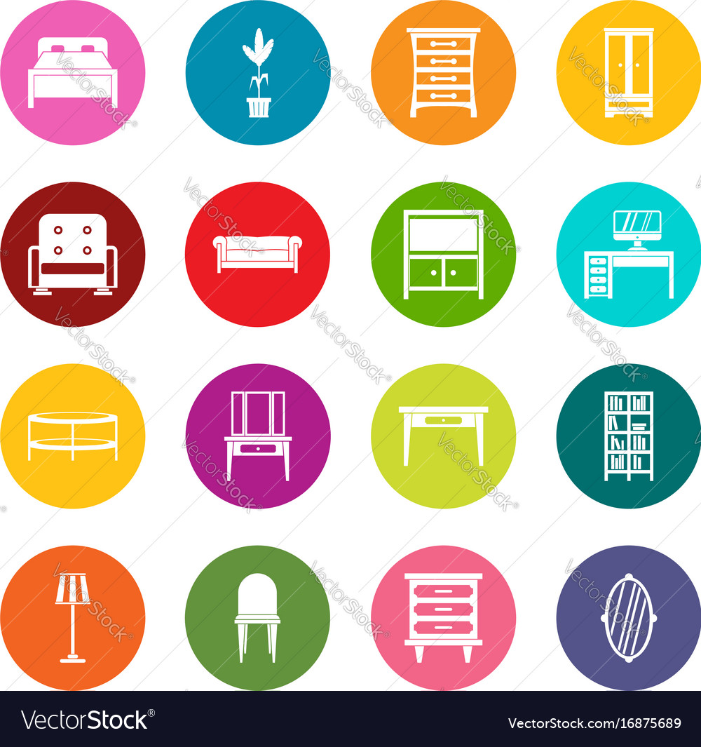 Furniture icons many colors set Royalty Free Vector Image Furniture icons many colors set Royalty Free Vector Image