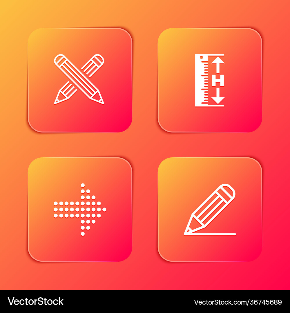 Set crossed pencil measuring height and length Vector Image