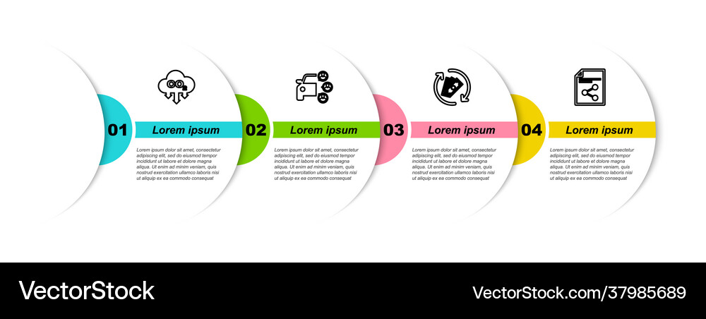 Set line co2 emissions in cloud car sharing Vector Image