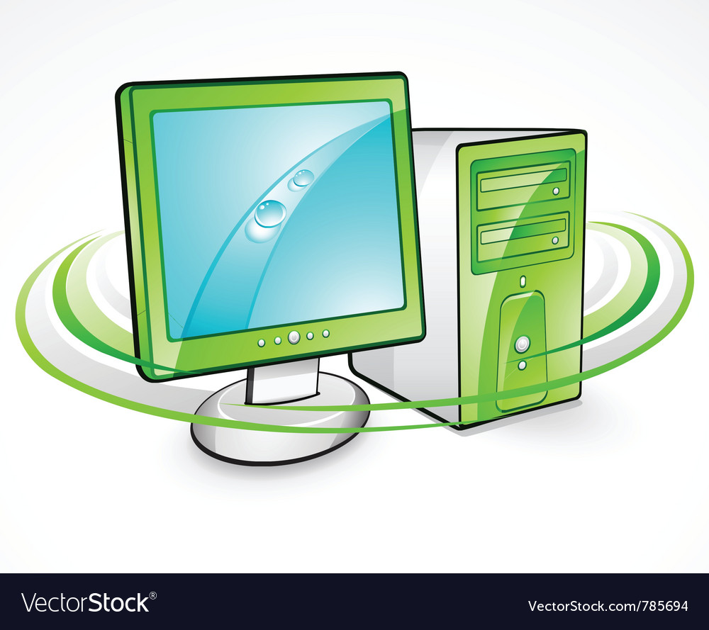 Computer and monitor Royalty Free Vector Image