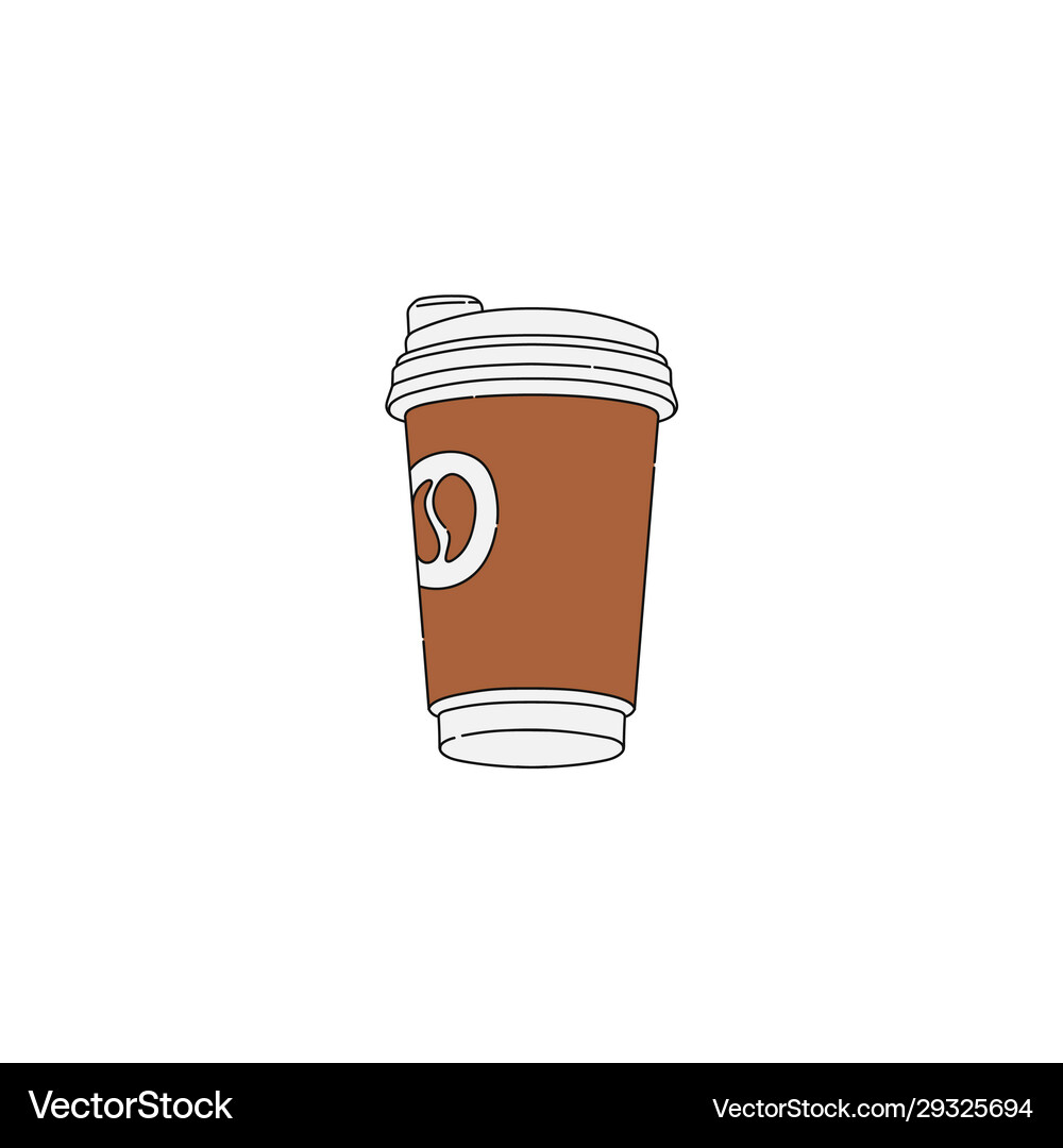 Hand drawn brown coffee cup isolated on white Vector Image