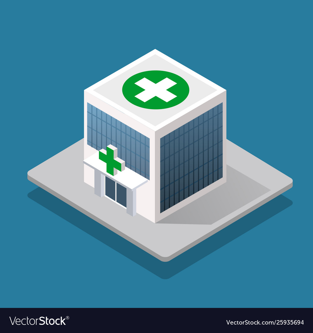 Hospital isometric 3d building Royalty Free Vector Image Hospital isometric 3d building Royalty Free Vector Image