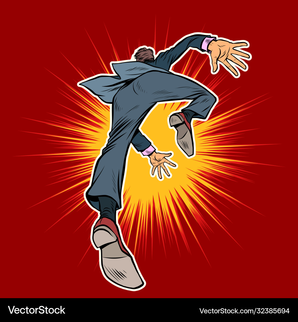 Male businessman falls forward Royalty Free Vector Image