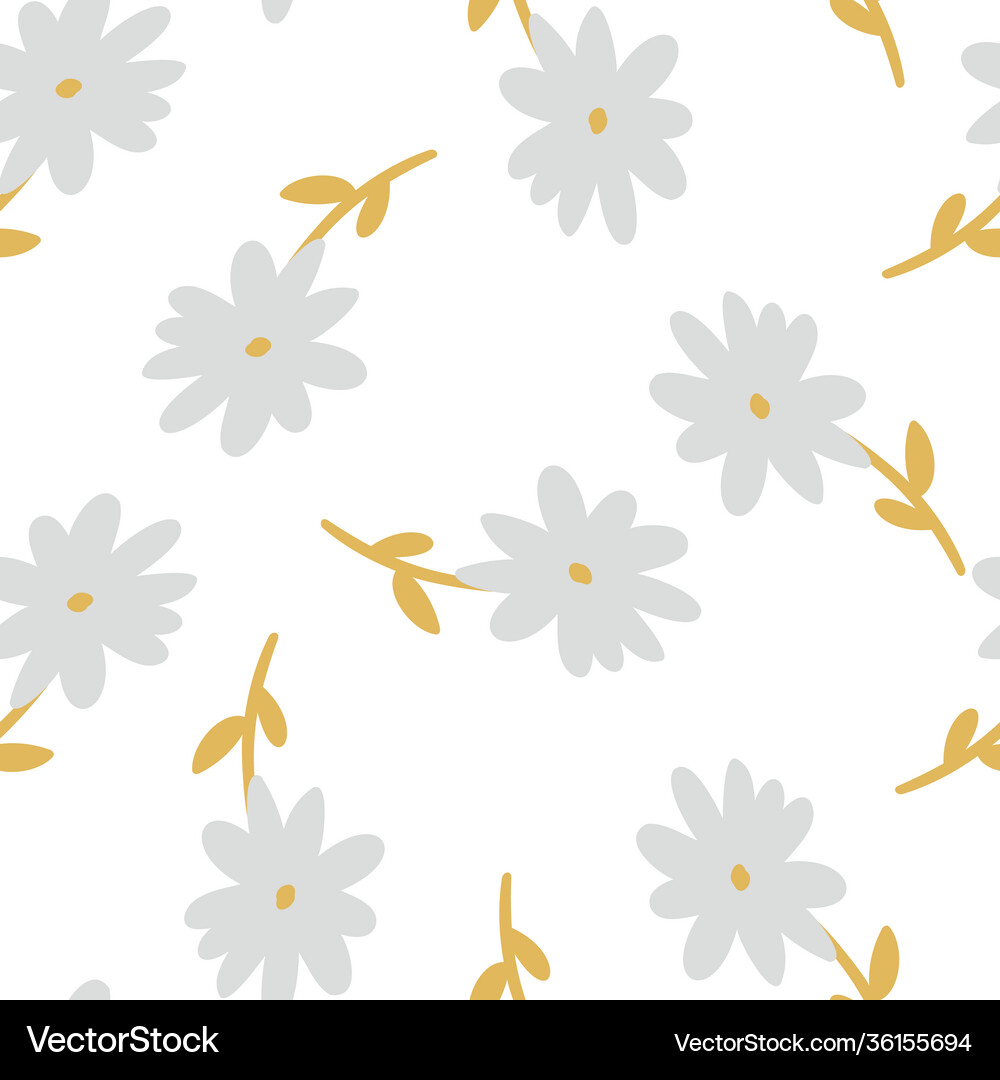 Seamless floral pattern with hand-drawn daisy Vector Image