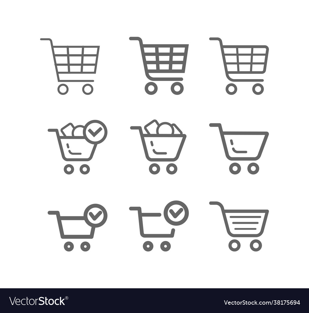 Shopping cart icon set e-commerce Royalty Free Vector Image