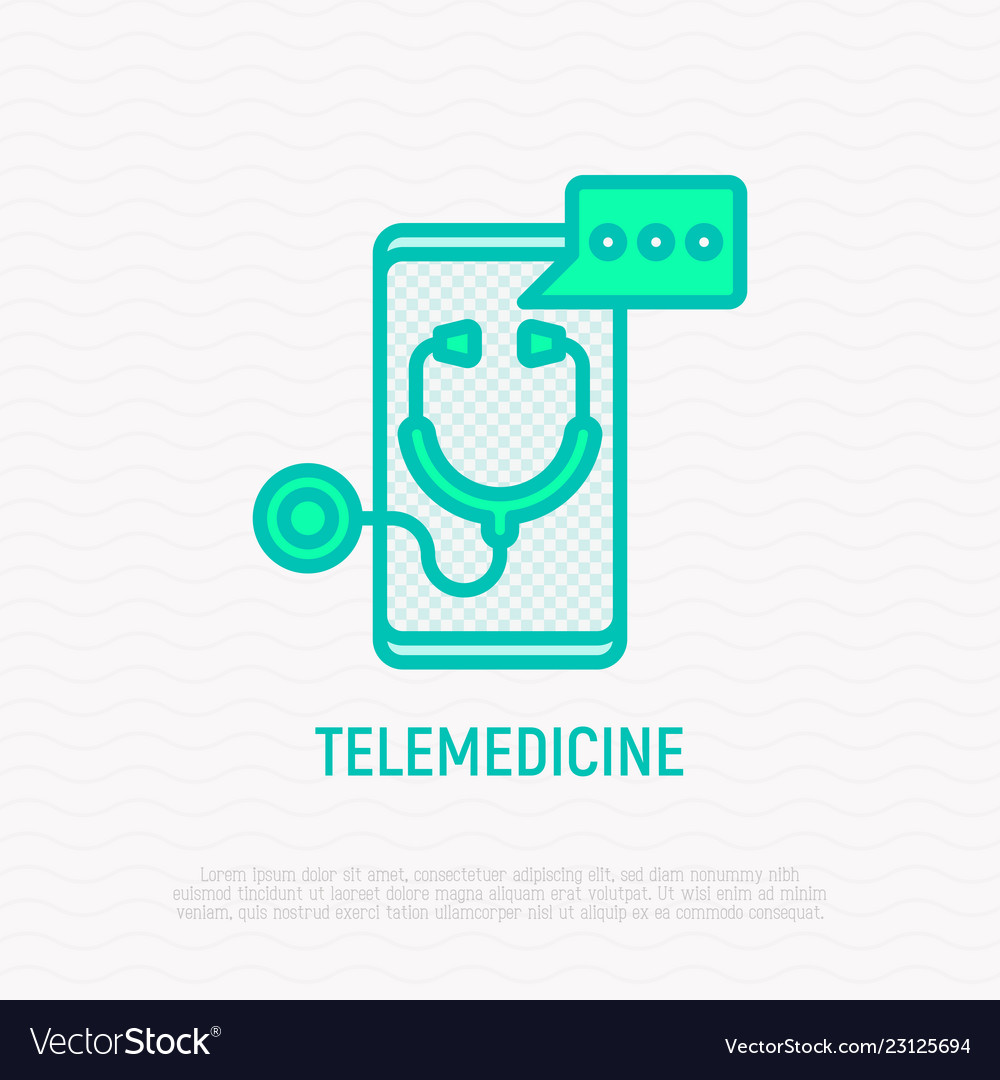 Telemedicine thin line icon Royalty Free Vector Image Telemedicine thin line icon Royalty Free Vector Image