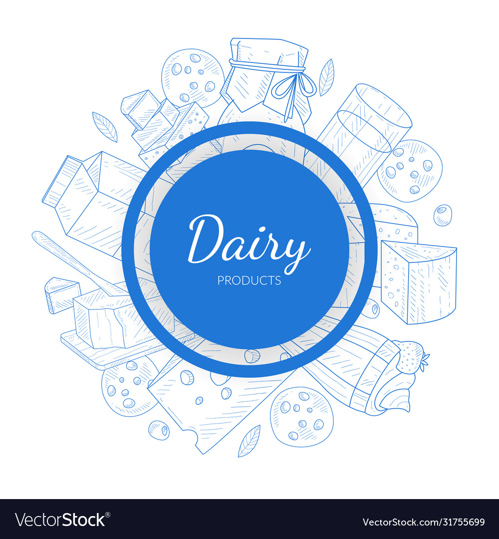 Dairy Products Banner Template Natural Healthy Vector Image