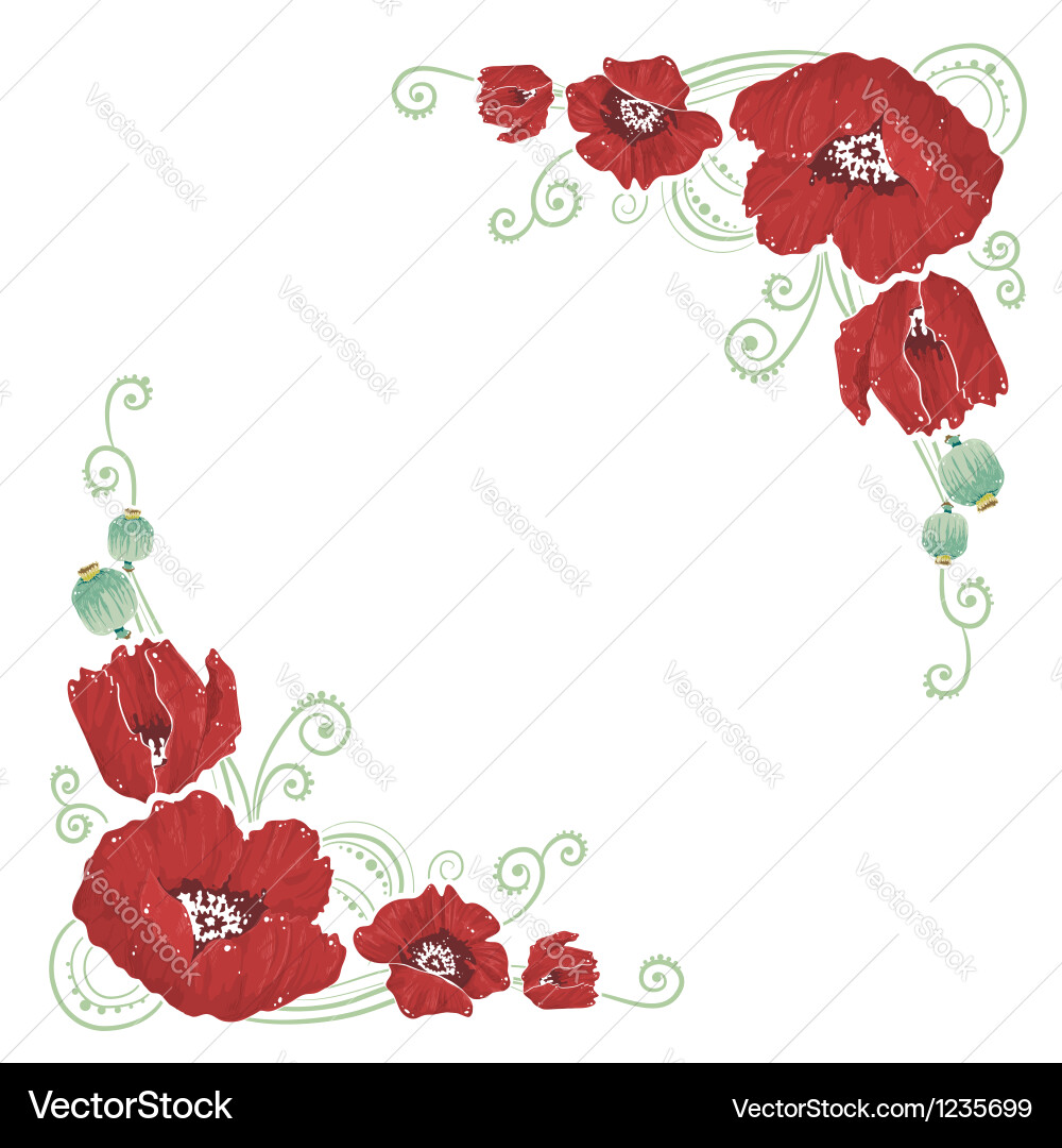 Elegant curves flower corners isolated Royalty Free Vector