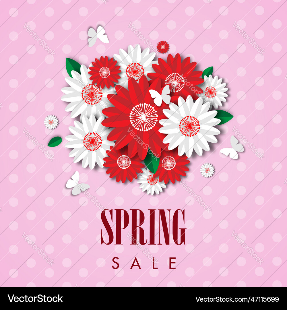 Spring sale background with beautiful flower Vector Image