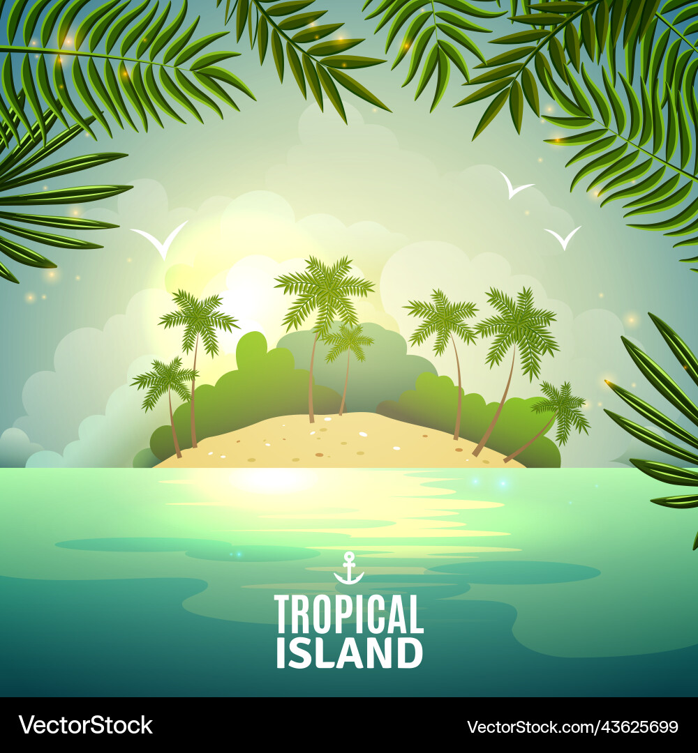 Tropical island nature poster Royalty Free Vector Image