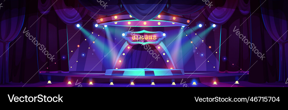 Cartoon night circus ring stage inside background Vector Image