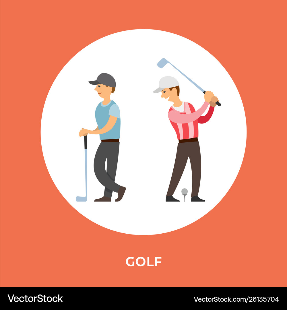 Golf players cartoon characters tee stick Vector Image