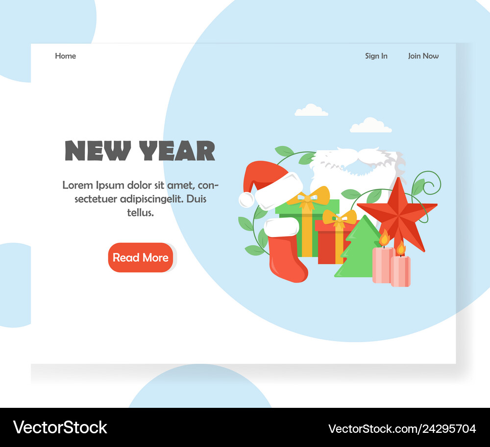 New year website landing page design Royalty Free Vector