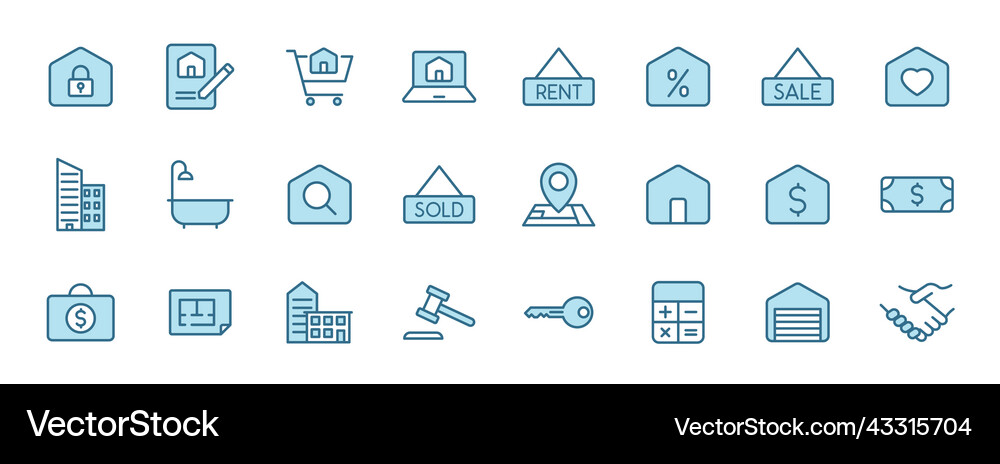 Real estate outline icons Royalty Free Vector Image