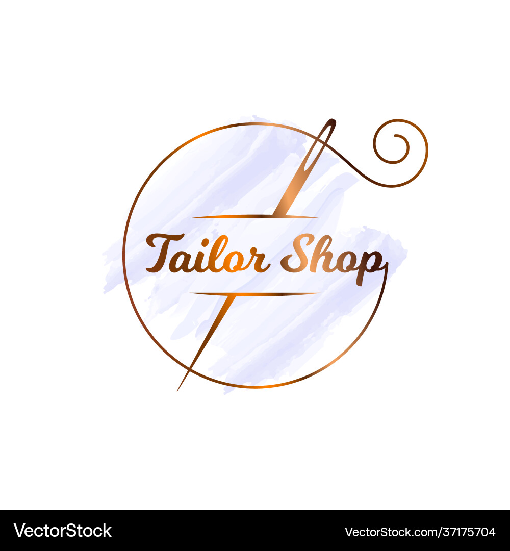Sewing needle watercolor logo on white background Vector Image