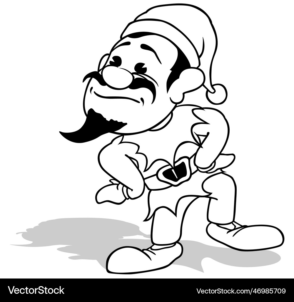 Drawing of a standing bearded dwarf Royalty Free Vector
