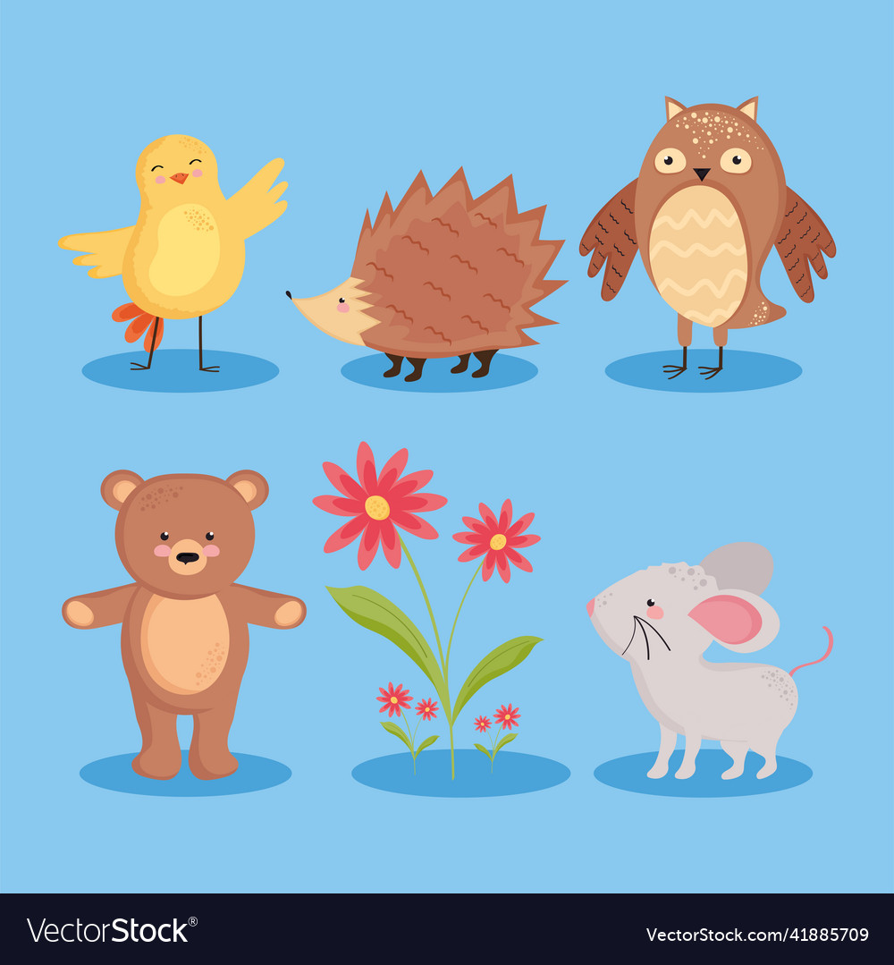 Five spring animals Royalty Free Vector Image - VectorStock