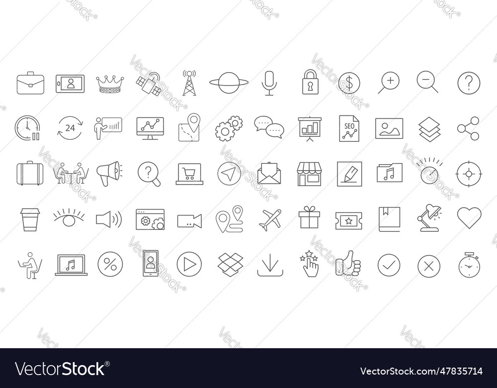Digital marketing linear icons Royalty Free Vector Image