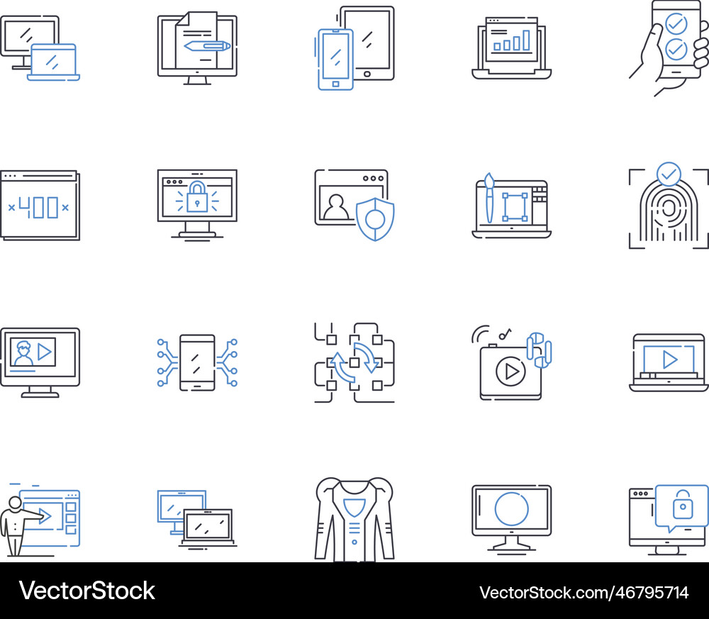 Digital realm line icons collection virtuality Vector Image