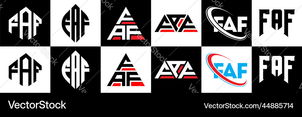 Faf letter logo design in six style polygon Vector Image