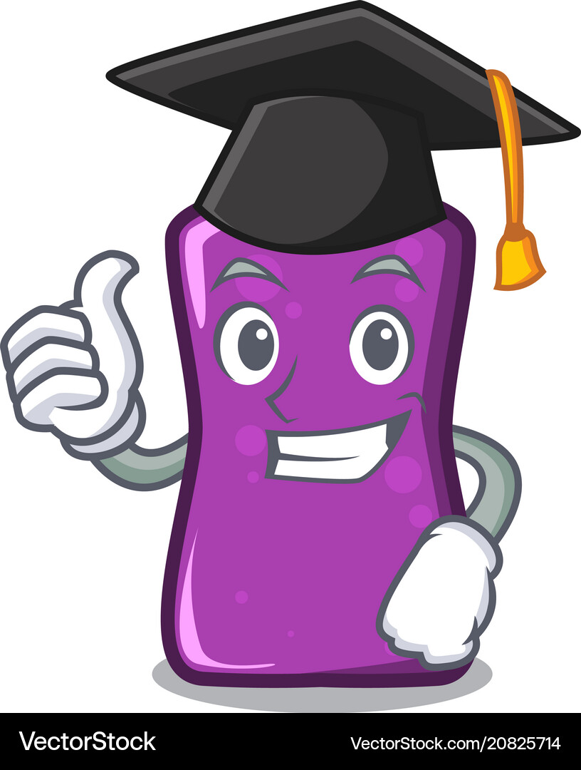 Graduation shampo character cartoon style Vector Image