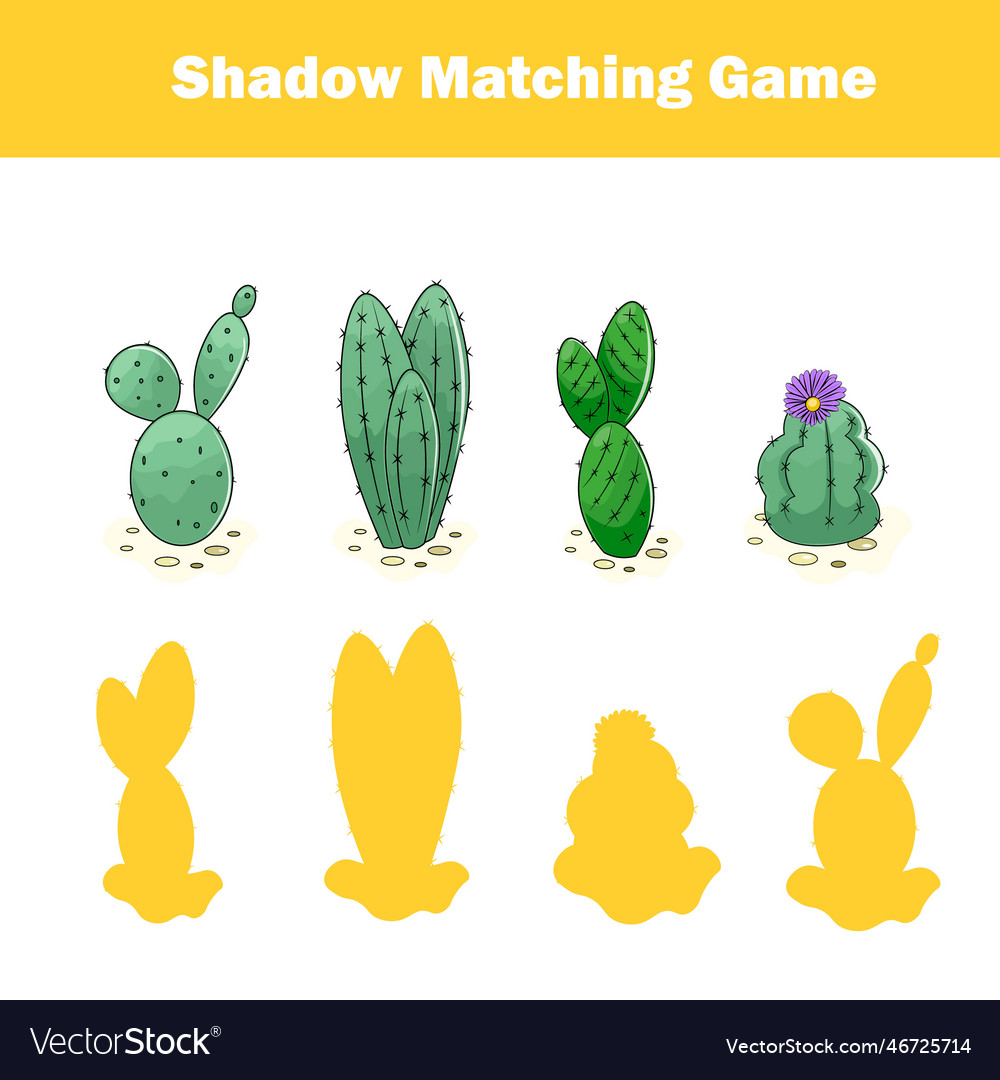 Shadow matching game for children find the right Vector Image