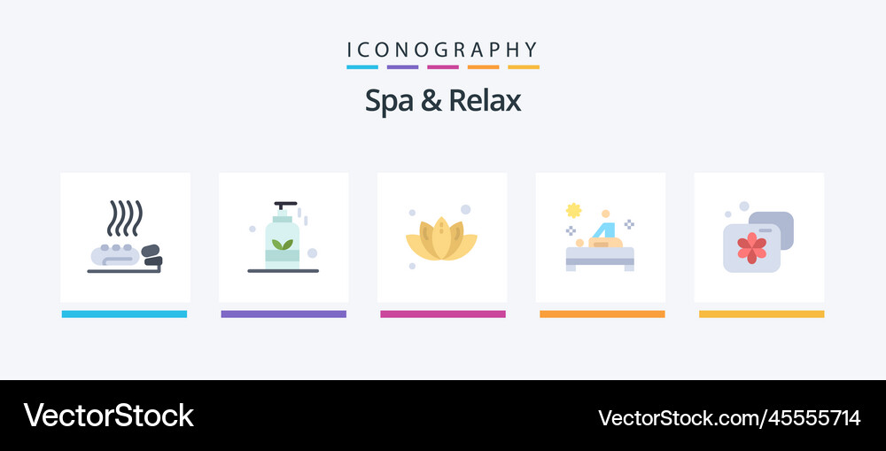Spa and relax flat 5 icon pack including therapy Vector Image