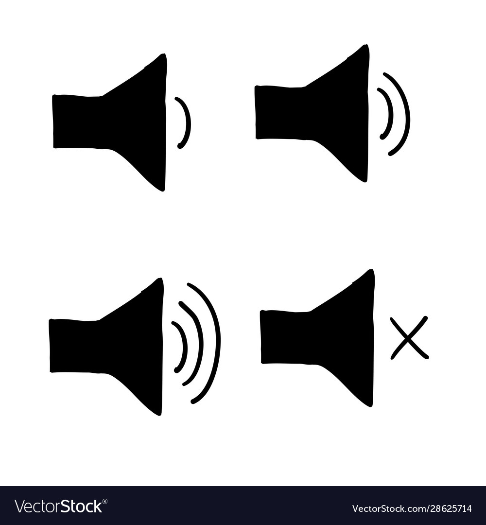 Speaker icon set volume with handdrawn Royalty Free Vector Speaker icon set volume with handdrawn Royalty Free Vector