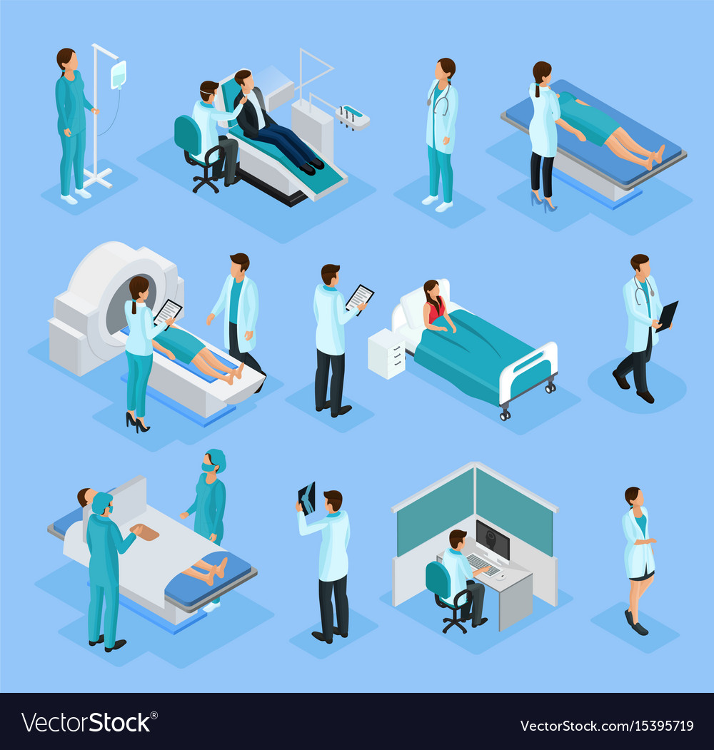 Isometric Doctors And Patients Set Royalty Free Vector Image