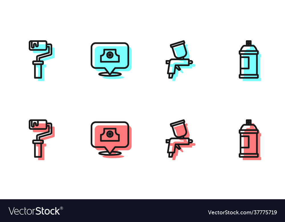 Set line paint spray gun roller brush spray can Vector Image Set line paint spray gun roller brush spray can Vector Image