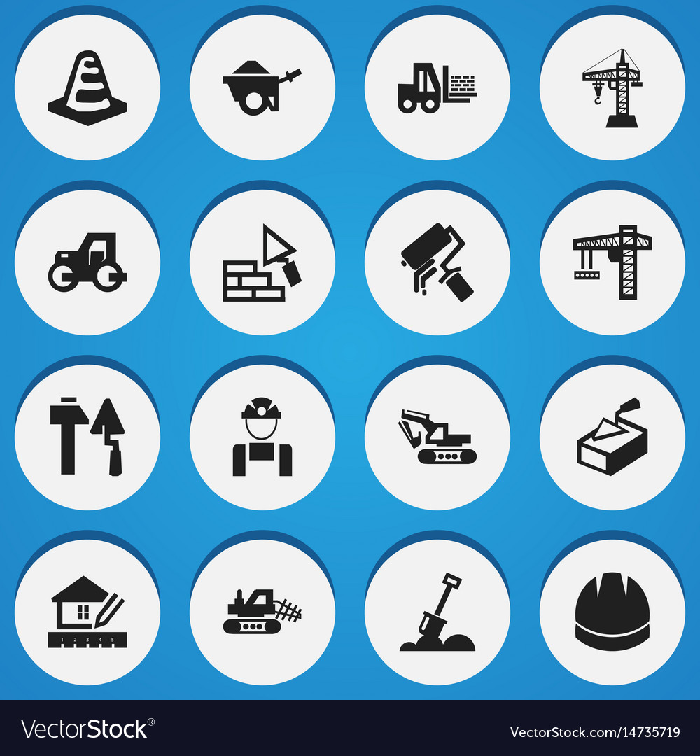 Set of 16 editable structure icons includes Vector Image