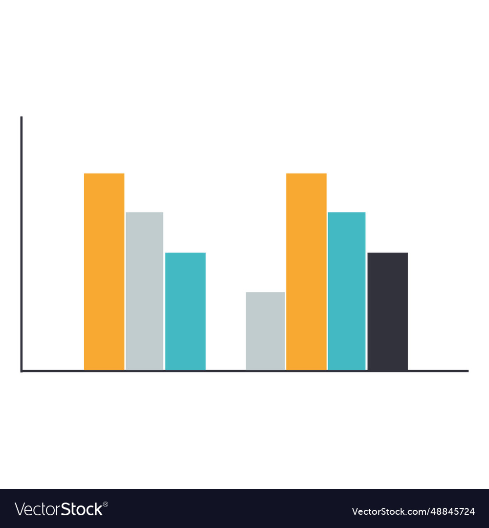 Flat multicolor decreasing bar chart Royalty Free Vector