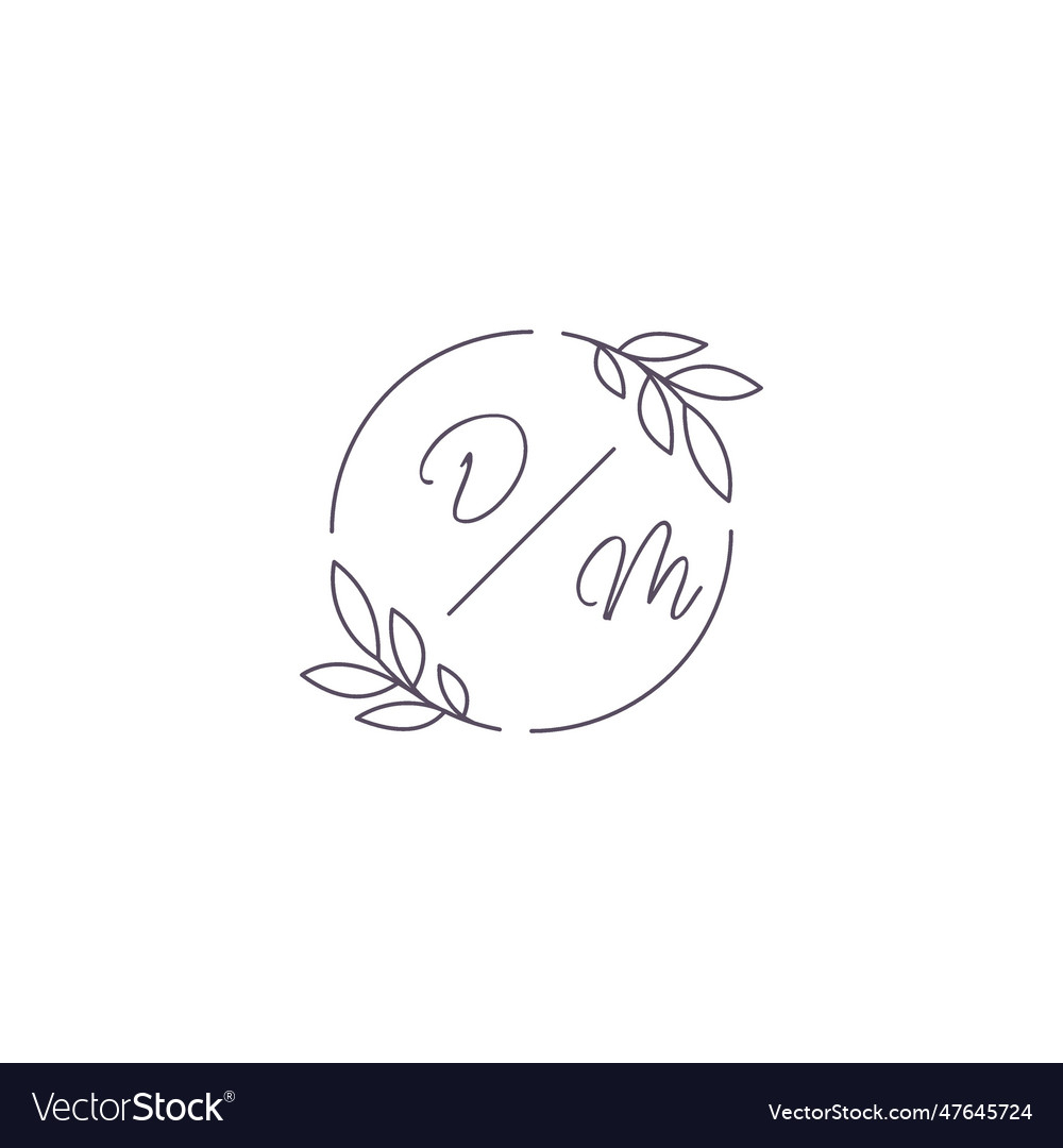 Initials dm monogram wedding logo with simple Vector Image
