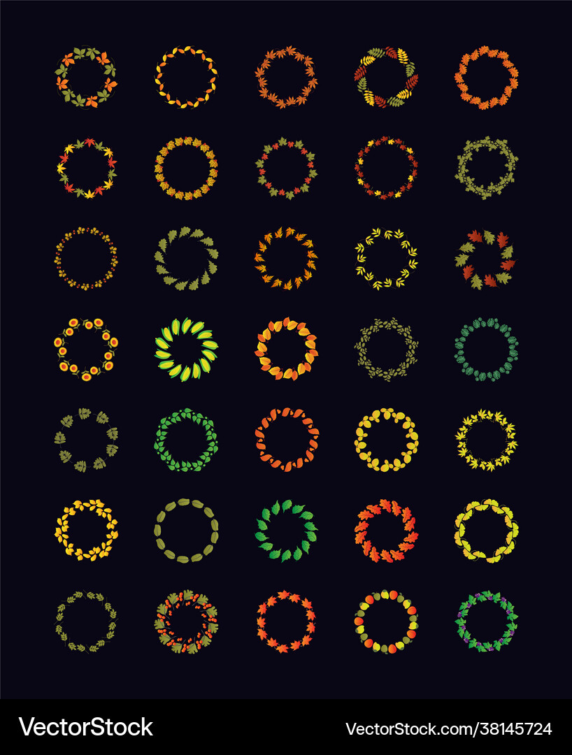 Set autumn circle frames Royalty Free Vector Image