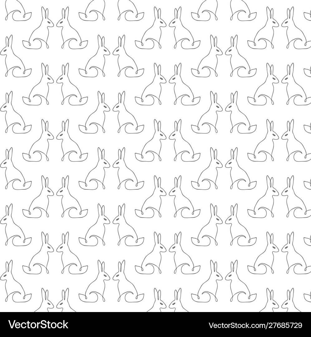 Doodle rabbit pattern easter line art Royalty Free Vector