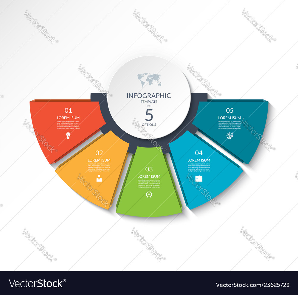 Infographic semi circle template with 5 options Vector Image Infographic semi circle template with 5 options Vector Image