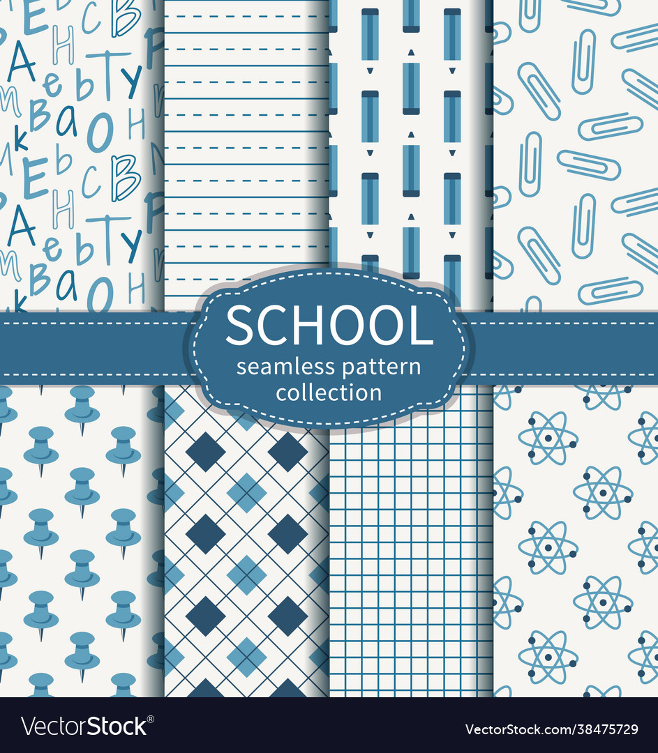 School seamless patterns set Royalty Free Vector Image