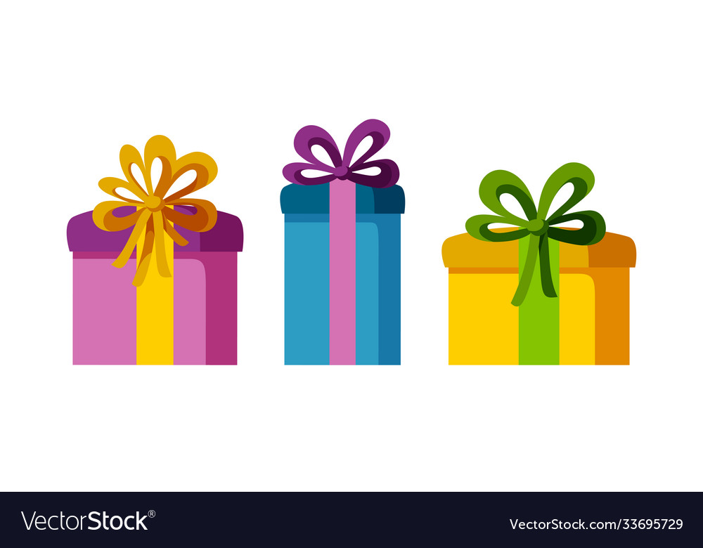 Set three present boxes different sizes Royalty Free Vector