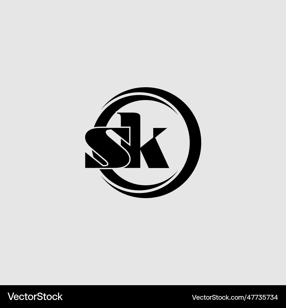 Letters sk simple circle linked line logo Vector Image