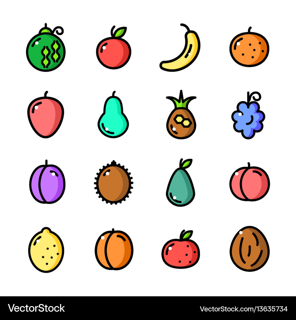 Thin line fruits icons set Royalty Free Vector Image