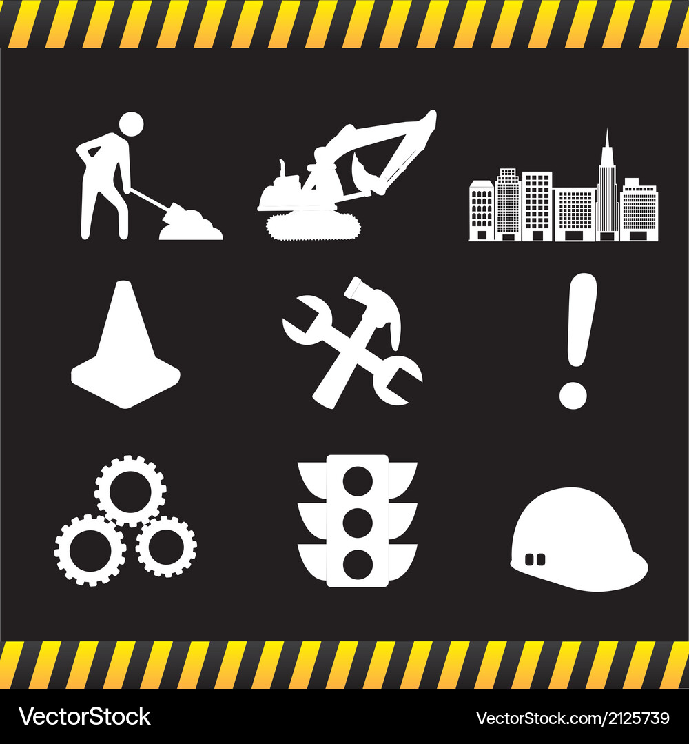 Construction icons over black background Vector Image