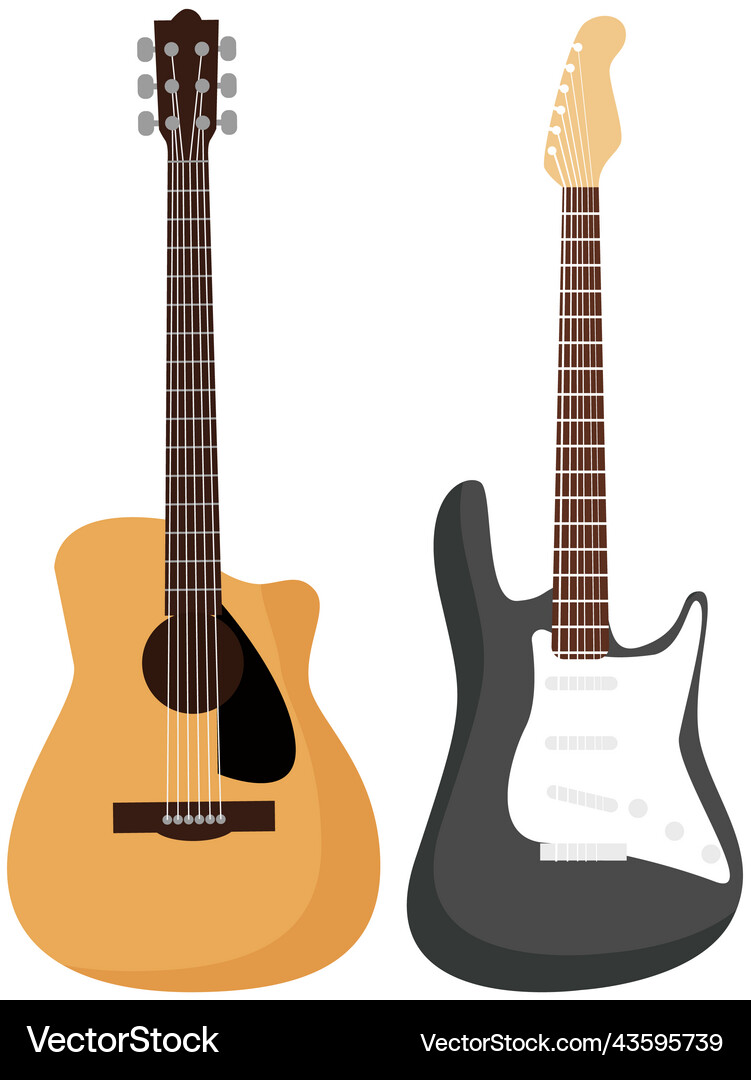 Guitar set acoustic and electric Royalty Free Vector Image