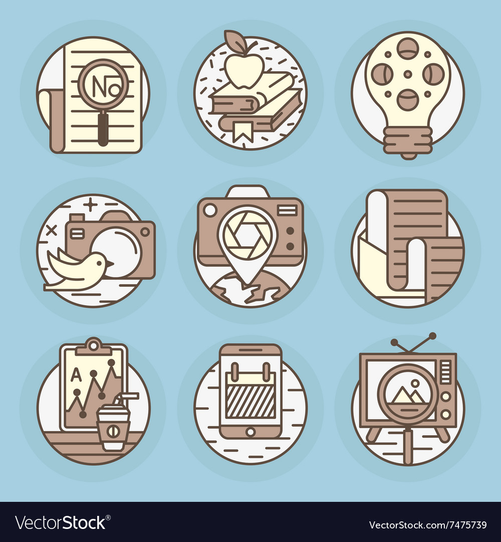 Icons in modern linear style Royalty Free Vector Image