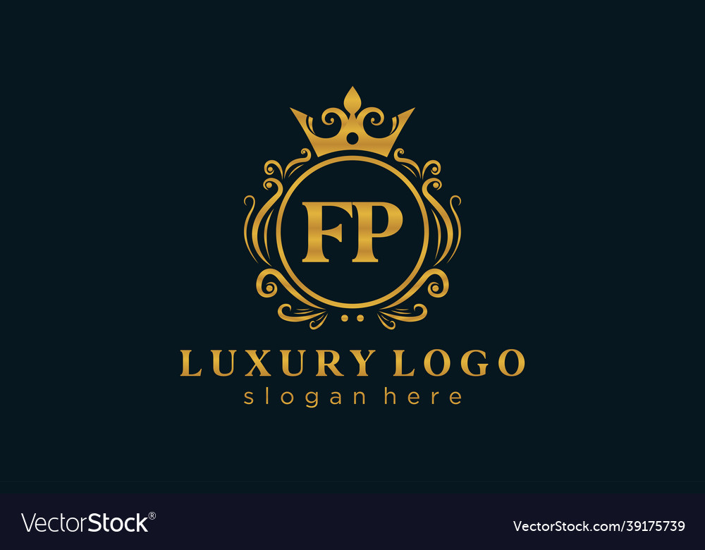 Initial fp letter royal luxury logo template Vector Image