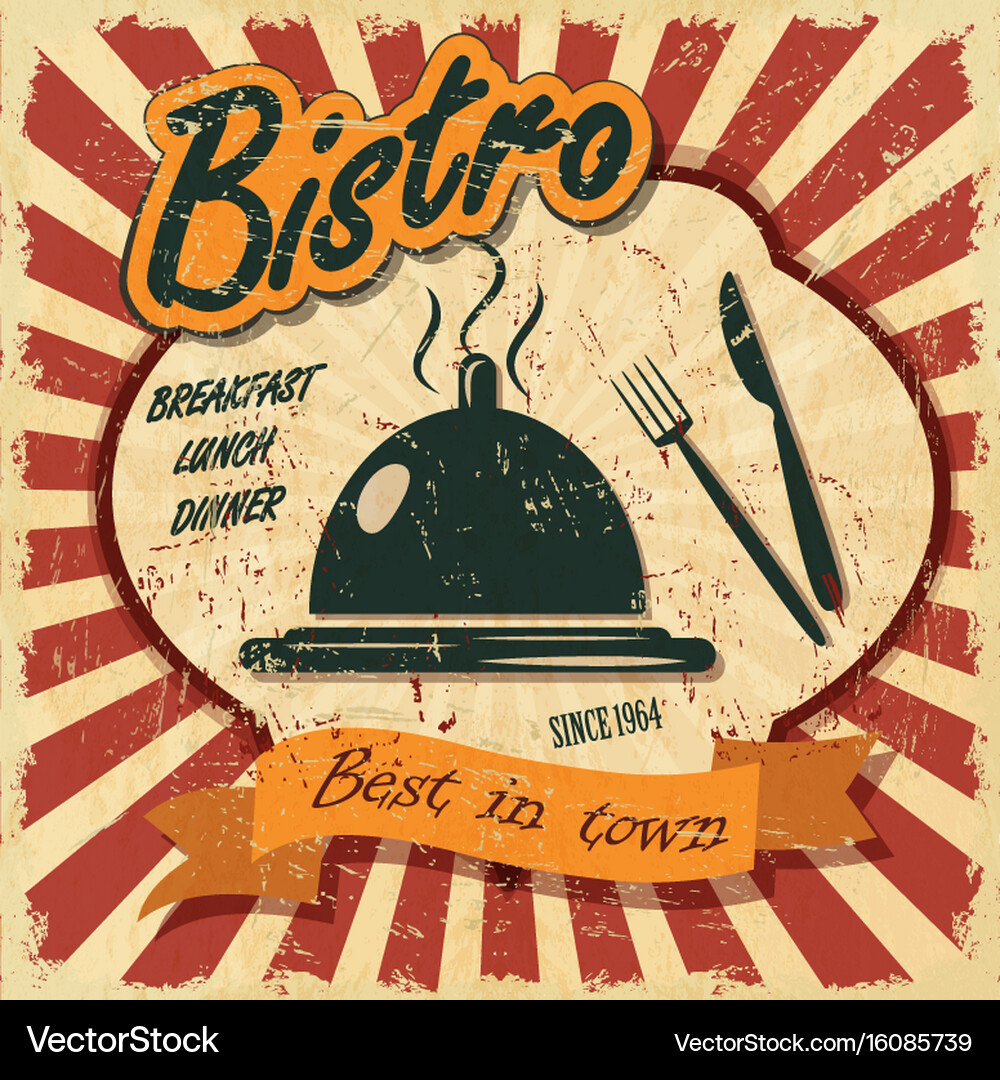 Vintage bistro banner Royalty Free Vector Image
