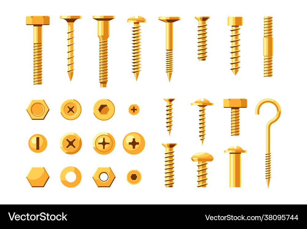 Construction gold screw hardware and metal hex cap