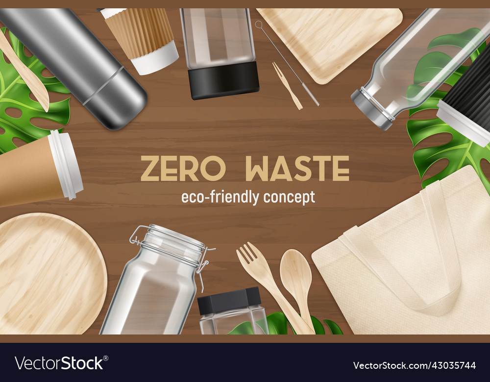 Realistic zero waste background Royalty Free Vector Image
